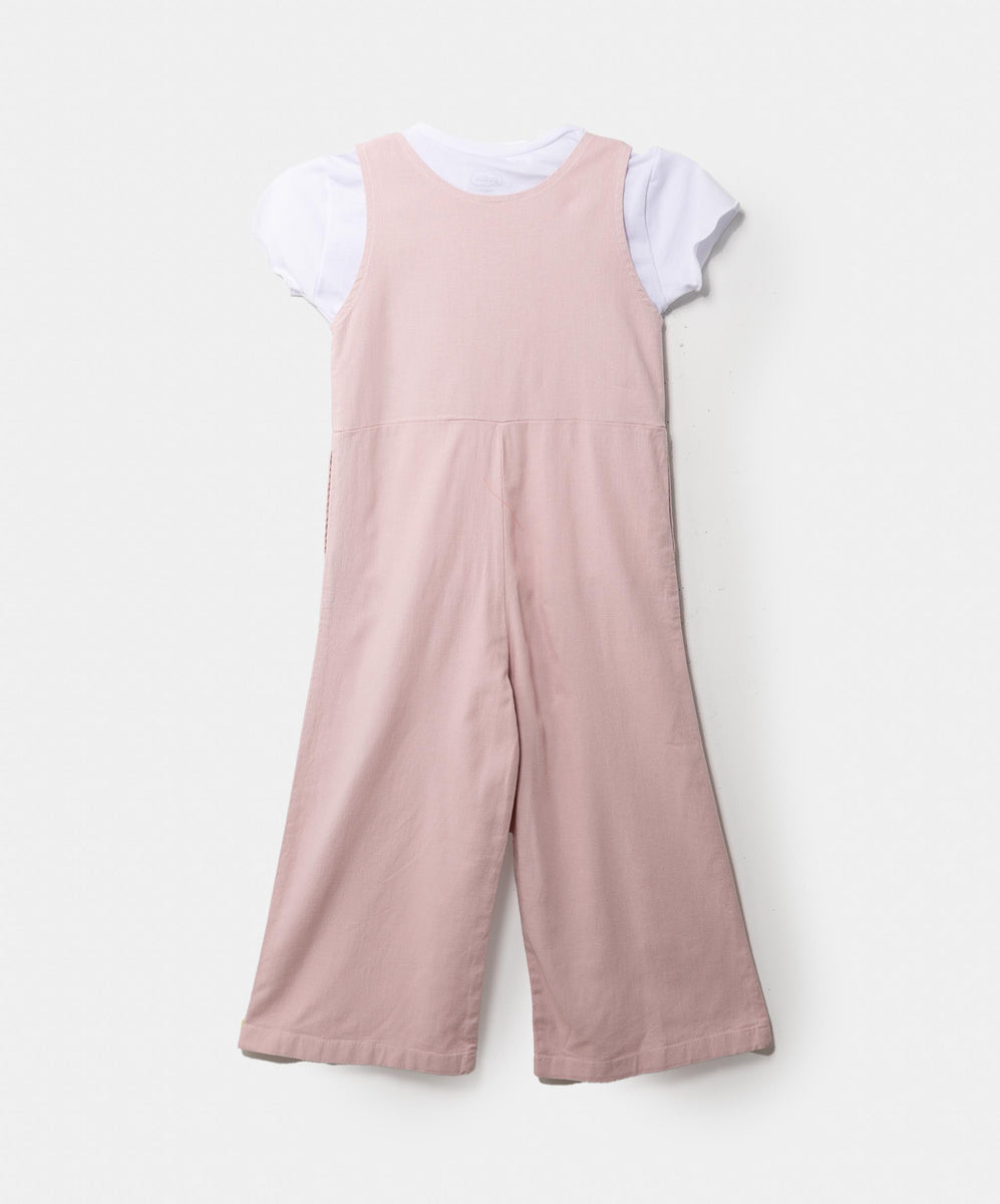 Conjunto para niña overol y camiseta color rosado – POLITO
