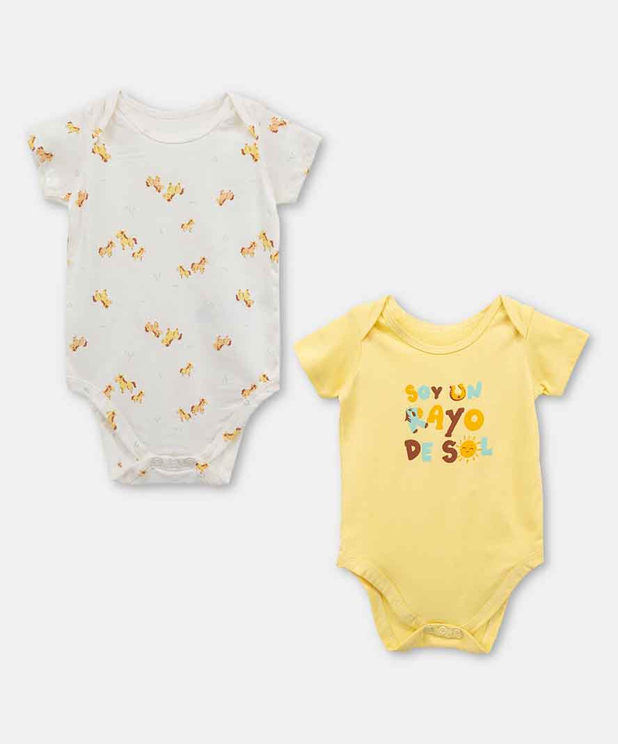 Set Body X2 Para Recién Nacido En Tela Suave Color Amarillo Y Marfil ...