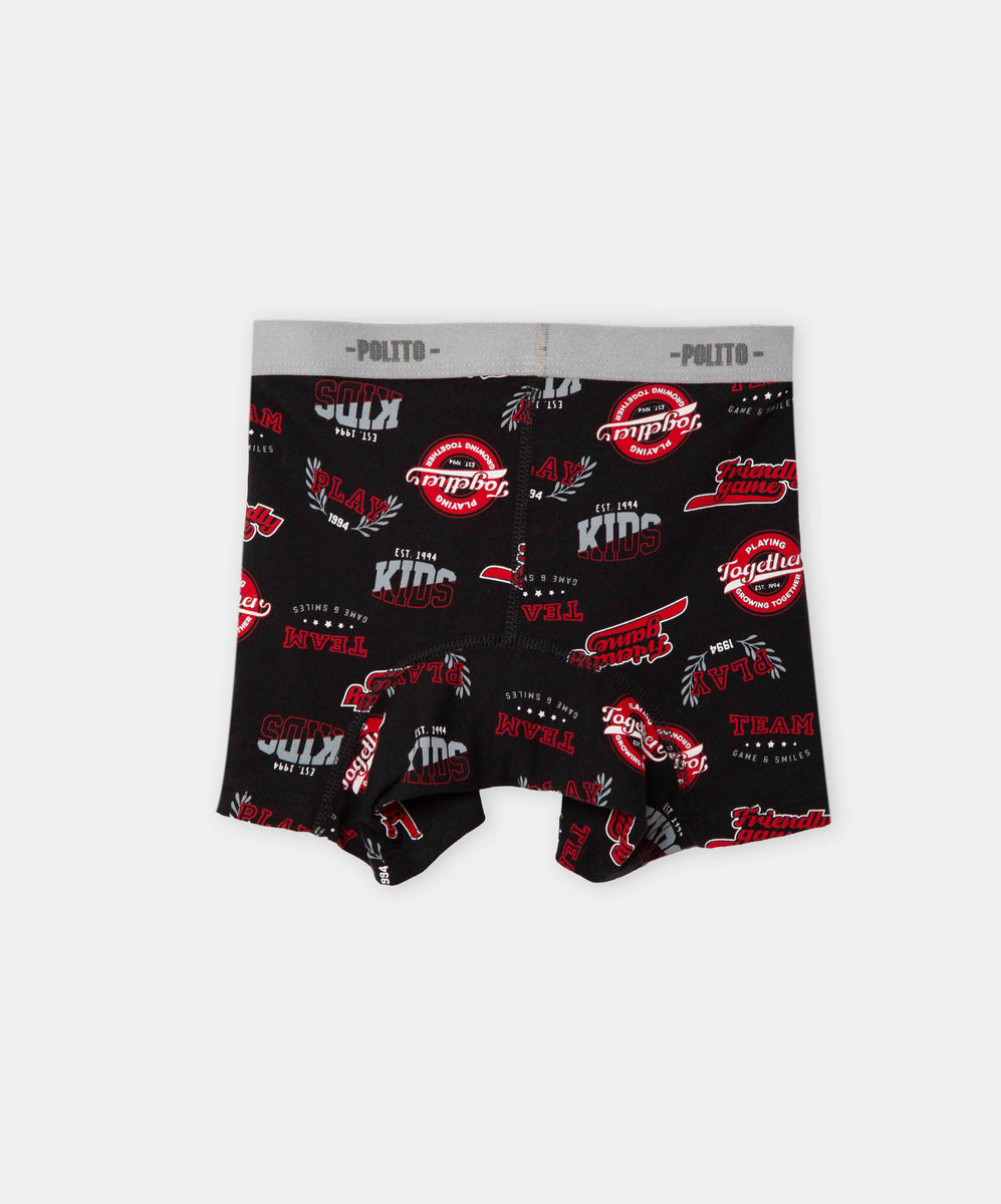 Paquete De Bóxer X 3 Para Niño En Algodón Color Negro Blanco Y Rojo– POLITO