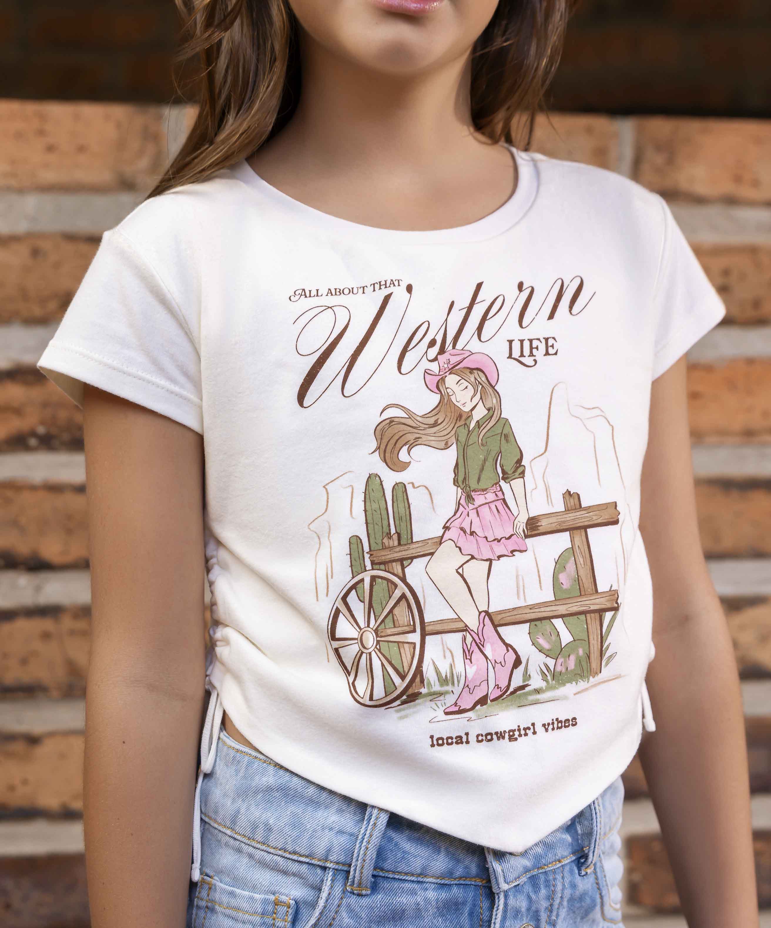 Camiseta Manga Corta Para Niña En Licra Color Marfil– POLITO