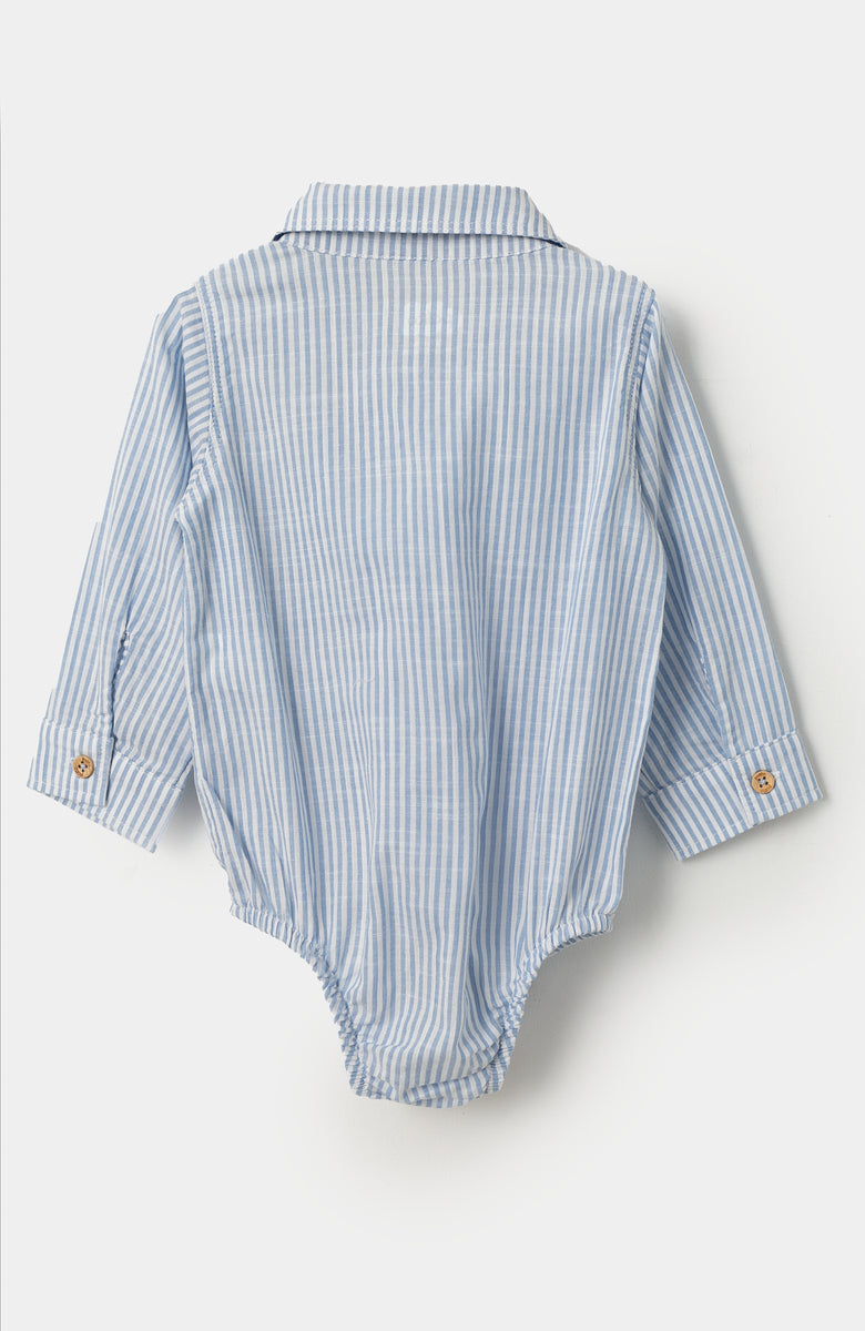 Camisa manga larga para recién nacido en grosella color blanco con ray ...